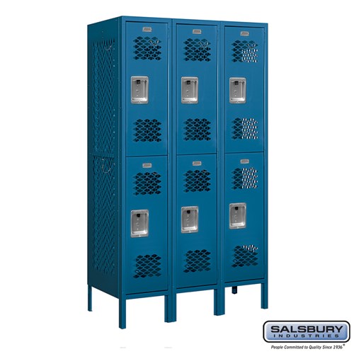 12" Wide Double-Tier Vented Metal Locker - Choose Color