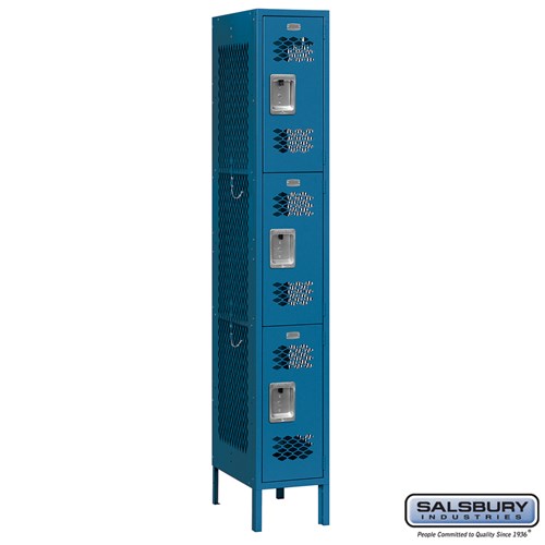 12" Wide Triple-Tier Vented Metal Locker - 6ft High