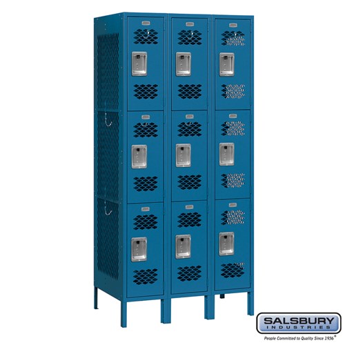 Triple-Tier Vented Metal Locker - 3-Wide, 6ft, 18'