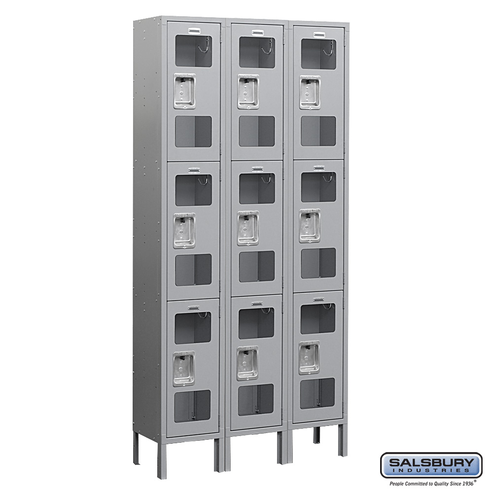See-Through Metal Locker - Triple Tier - 3 Wide - 6 Feet High - 18 ...